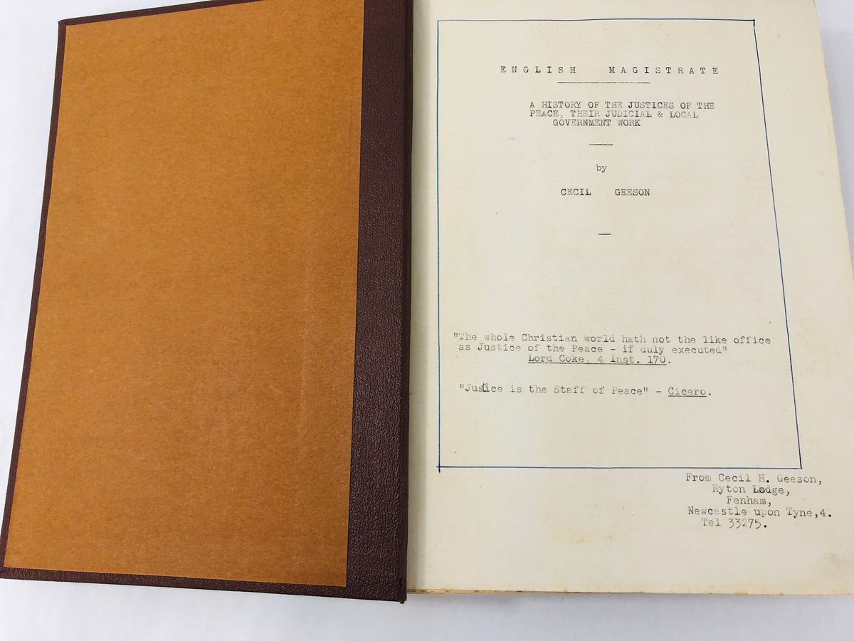 English Magistrate by Cecil Geeson - Manuscript (20660) – Secondhand Avenue