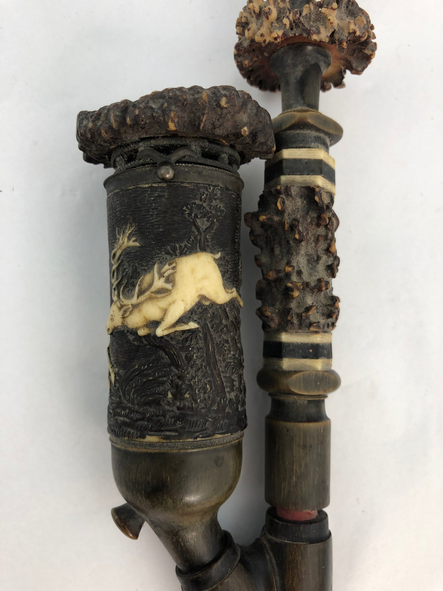 Antique Hunting Tobacco Pipe in Wood and Antler - German (21900 ...